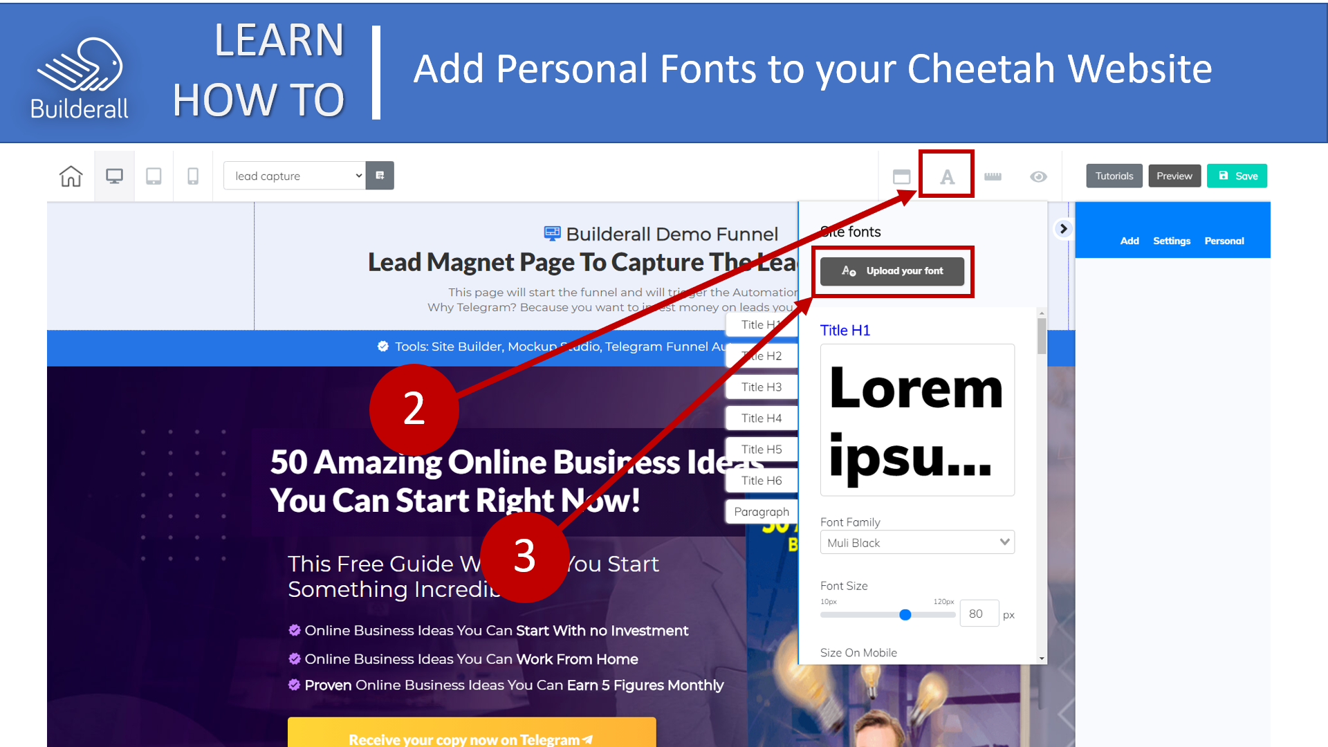 Adding Personal Font to Cheetah – Builderall Knowledgebase